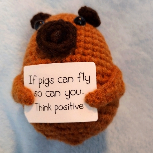 Accents | New Positive Pig Crochet Friend 35x275 Think Positive | Poshmark